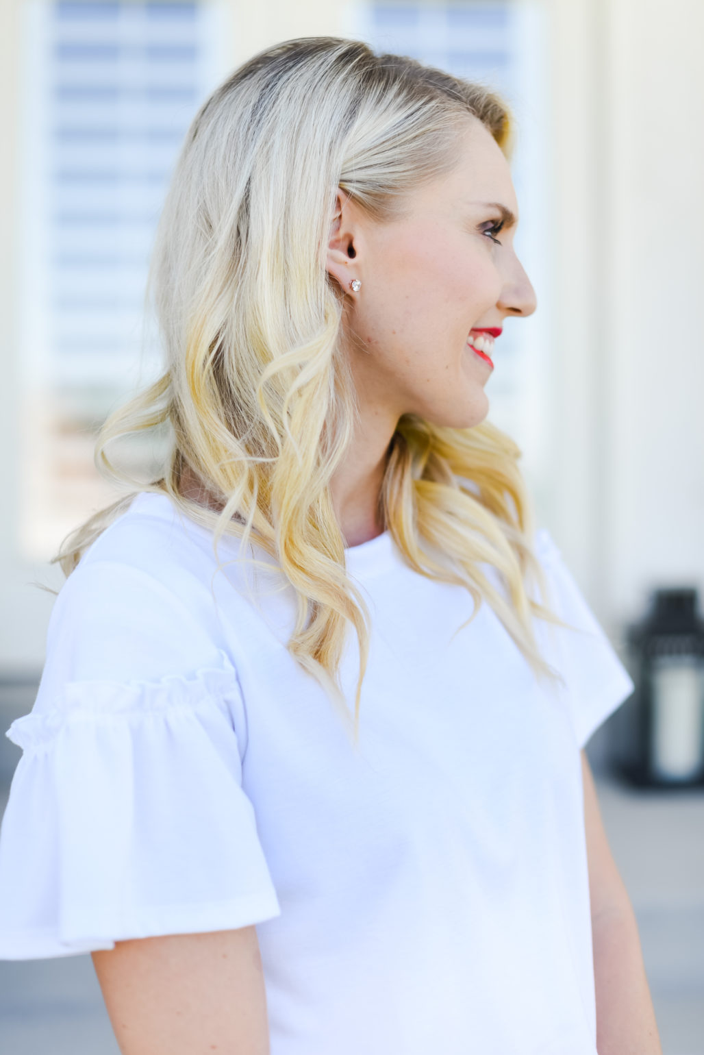 The Perfect White Ruffle Sleeve Tee Shirt on Sale! Nordstrom!
