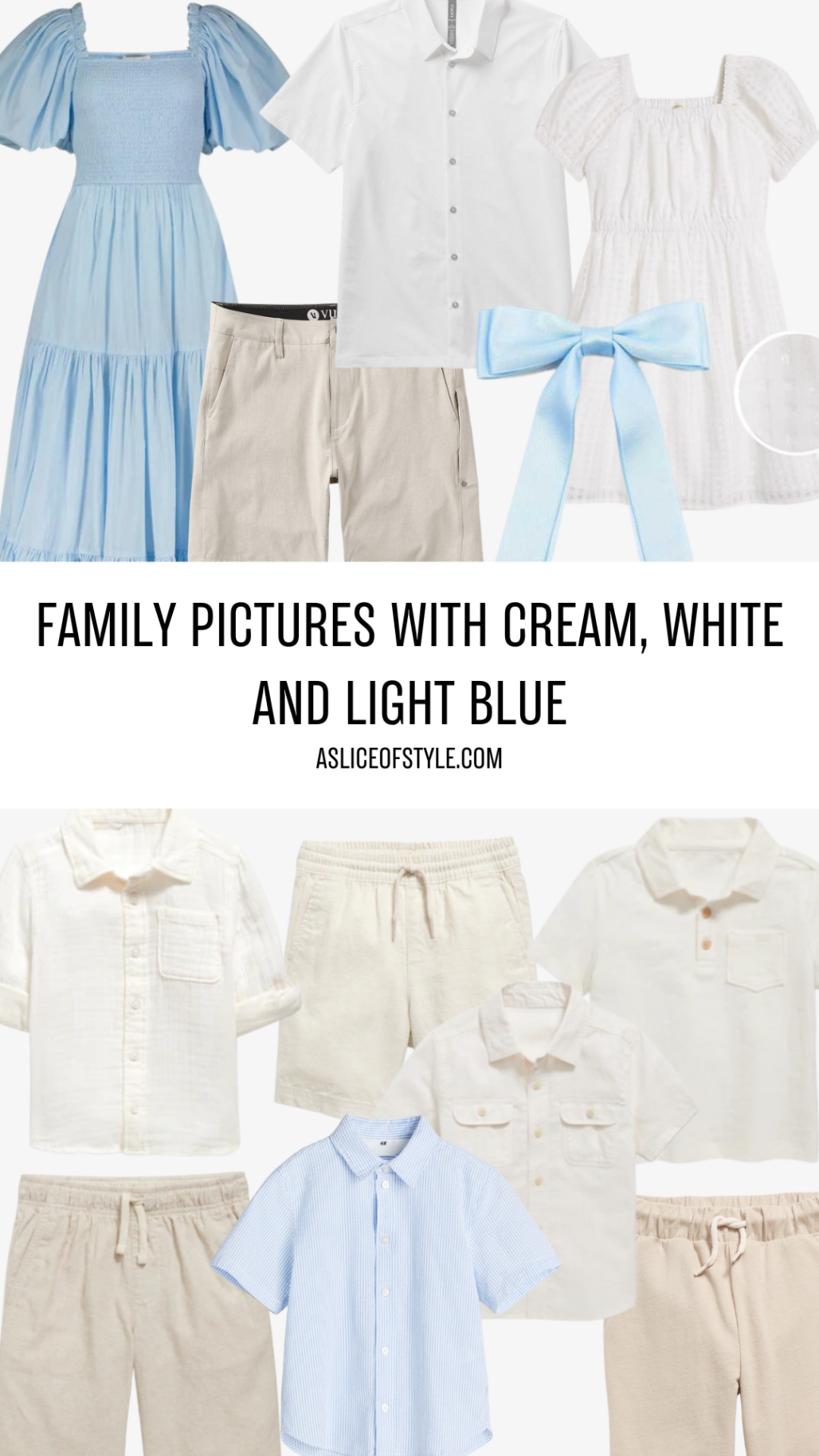 Family Pictures with Cream, White and Light Blue | A Slice of Style