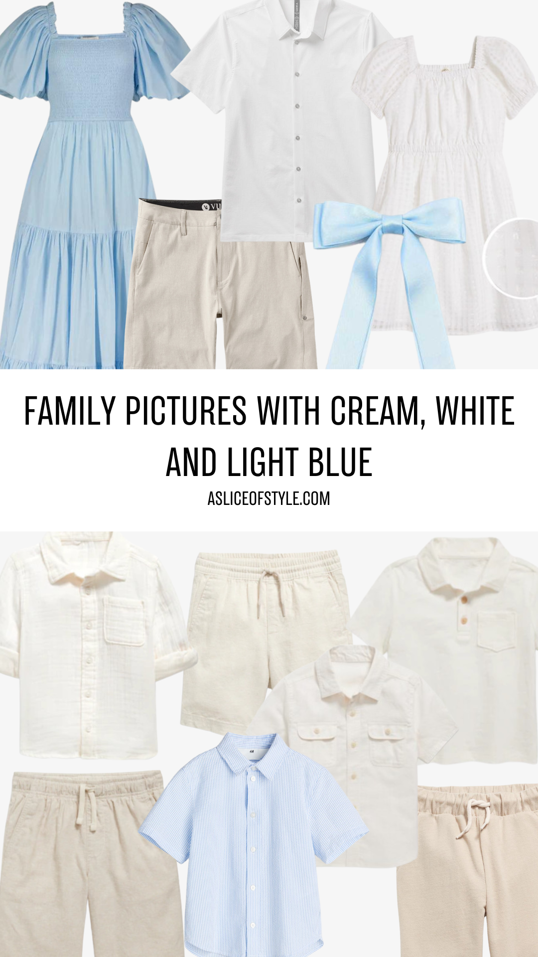 Family Pictures with Cream, White and Light Blue | A Slice of Style